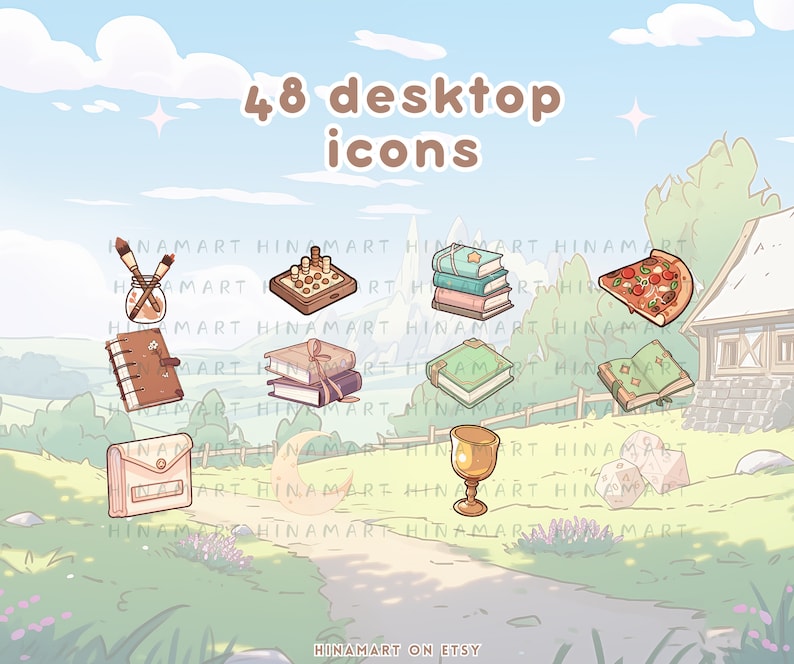 Fantasy Adventure Desktop Icons Set Aesthetic Desktop Organizer Icon ...