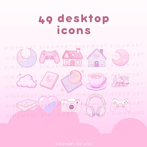 Pink City Desktop Icons Set Cute Desktop Organizer Icons Folders Kawaii ...