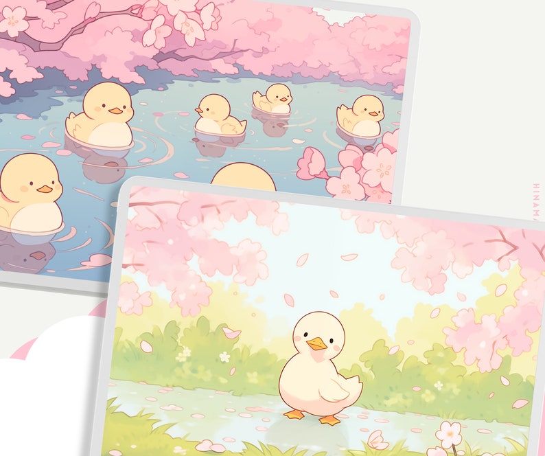 Flower Duck Wallpaper Cute Aesthetic Sakura Blossom Ducks Wallpapers ...