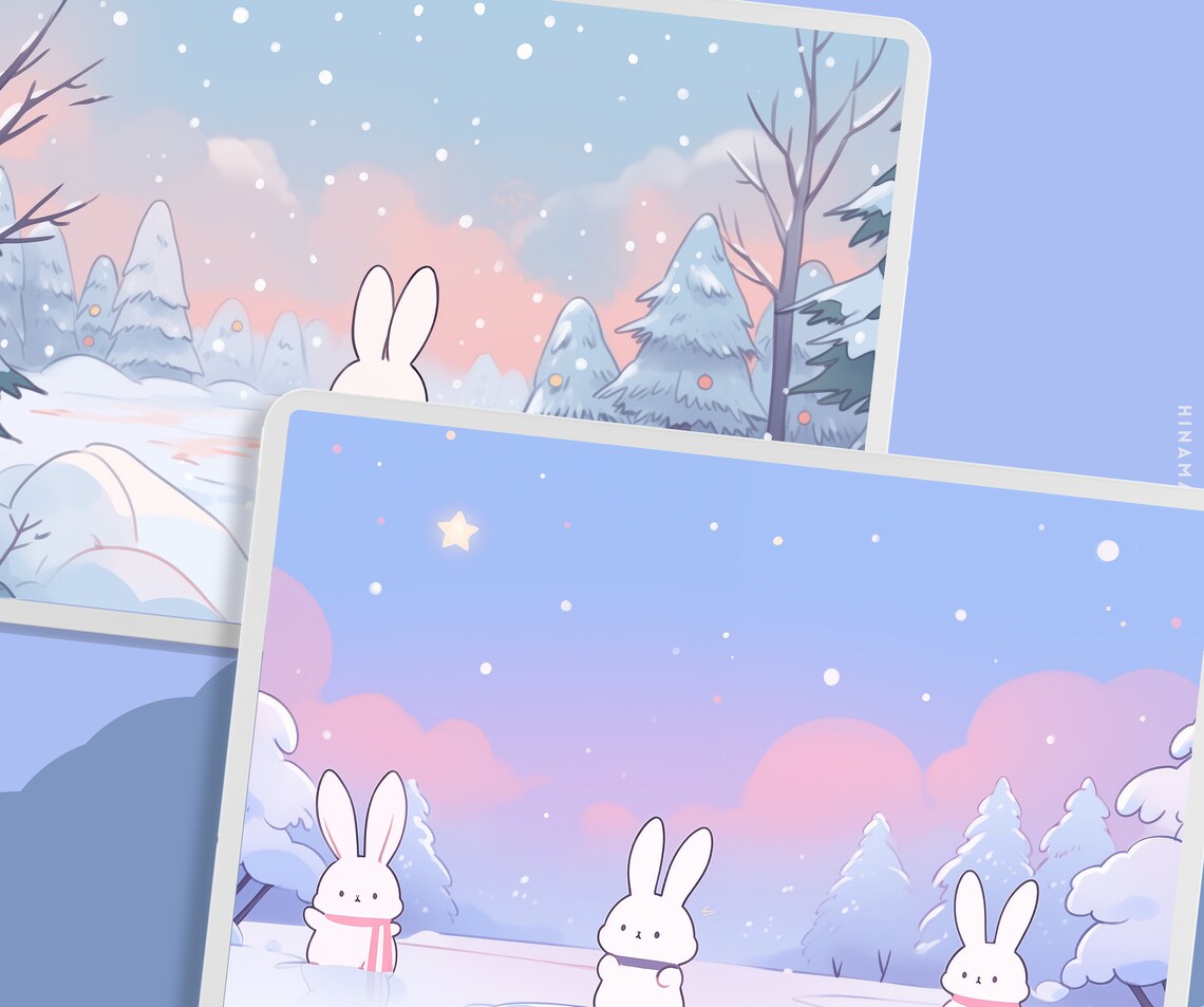 Winter Bunnies Wallpapers Cute Wallpapers Holiday Snow Desktop ...