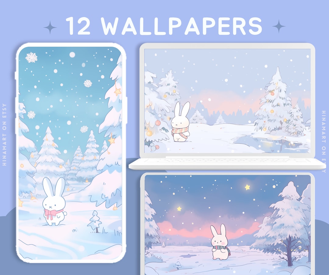 Winter Bunnies Wallpapers Cute Wallpapers Holiday Snow Desktop ...