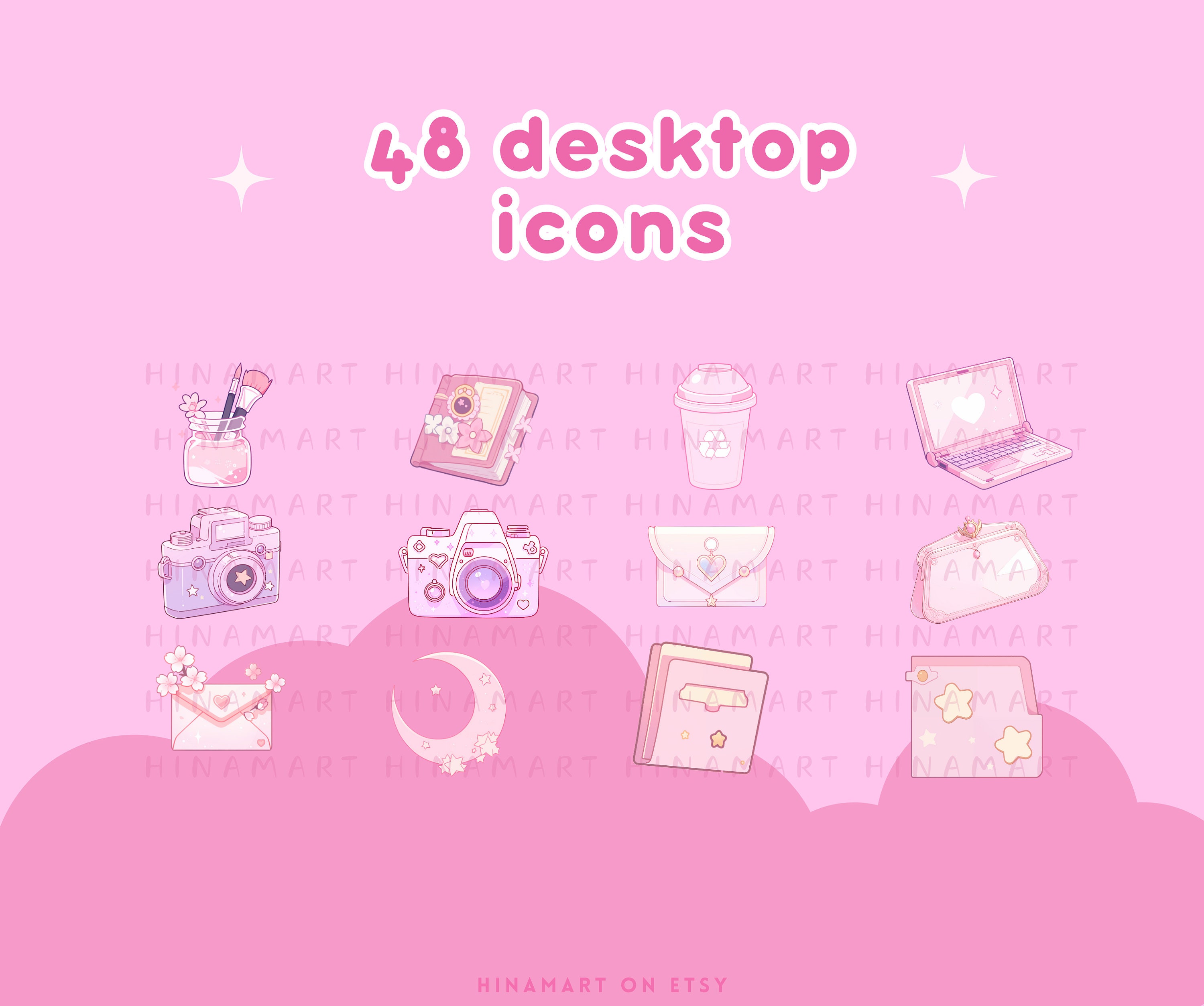 Magical Girl Desktop Icons Set Cute Desktop Organizer Icons Folders ...