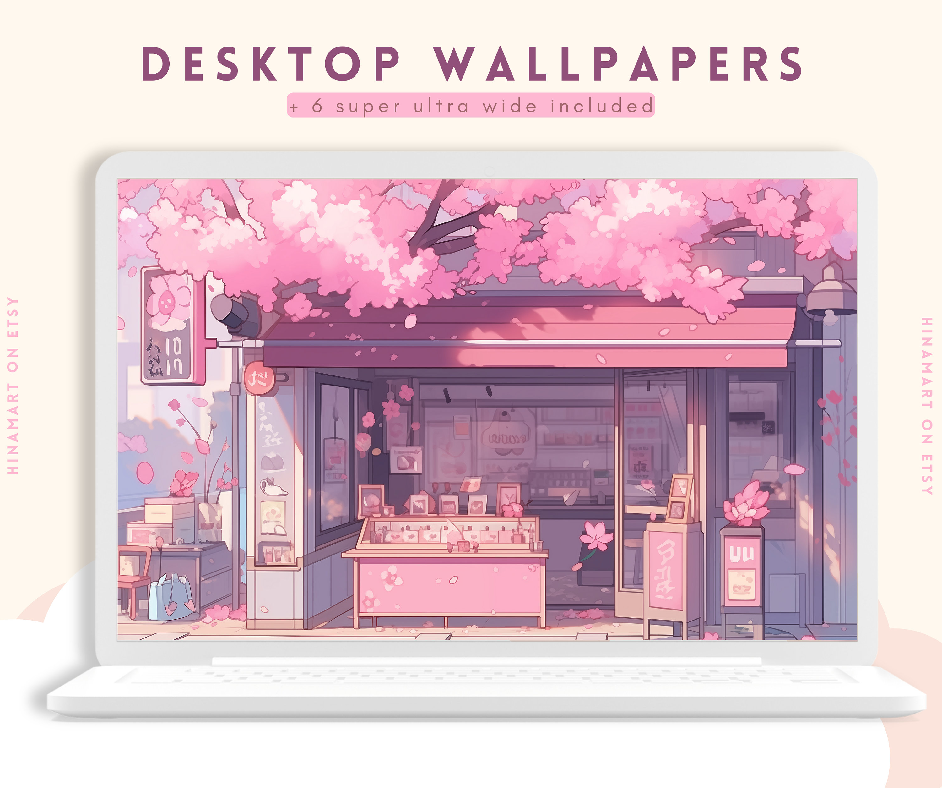 Cute Beautiful Sakura Flower Building Wallpaper Bundle Kawaii Plants ...