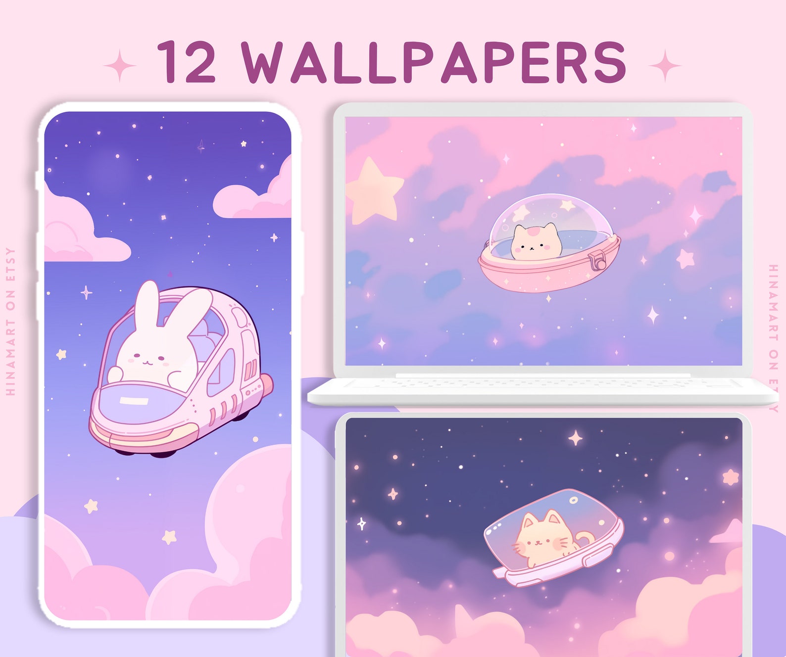 Light Space Animals Wallpapers Pastel Planets Wallpaper Cute Saturn ...