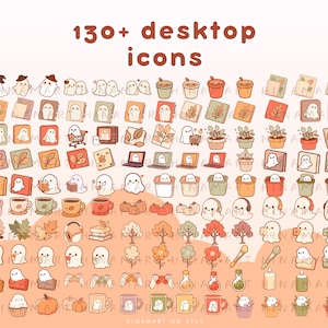 Autumn Ghosts Desktop Icons Set Cute Desktop Organizer Icons Folders ...
