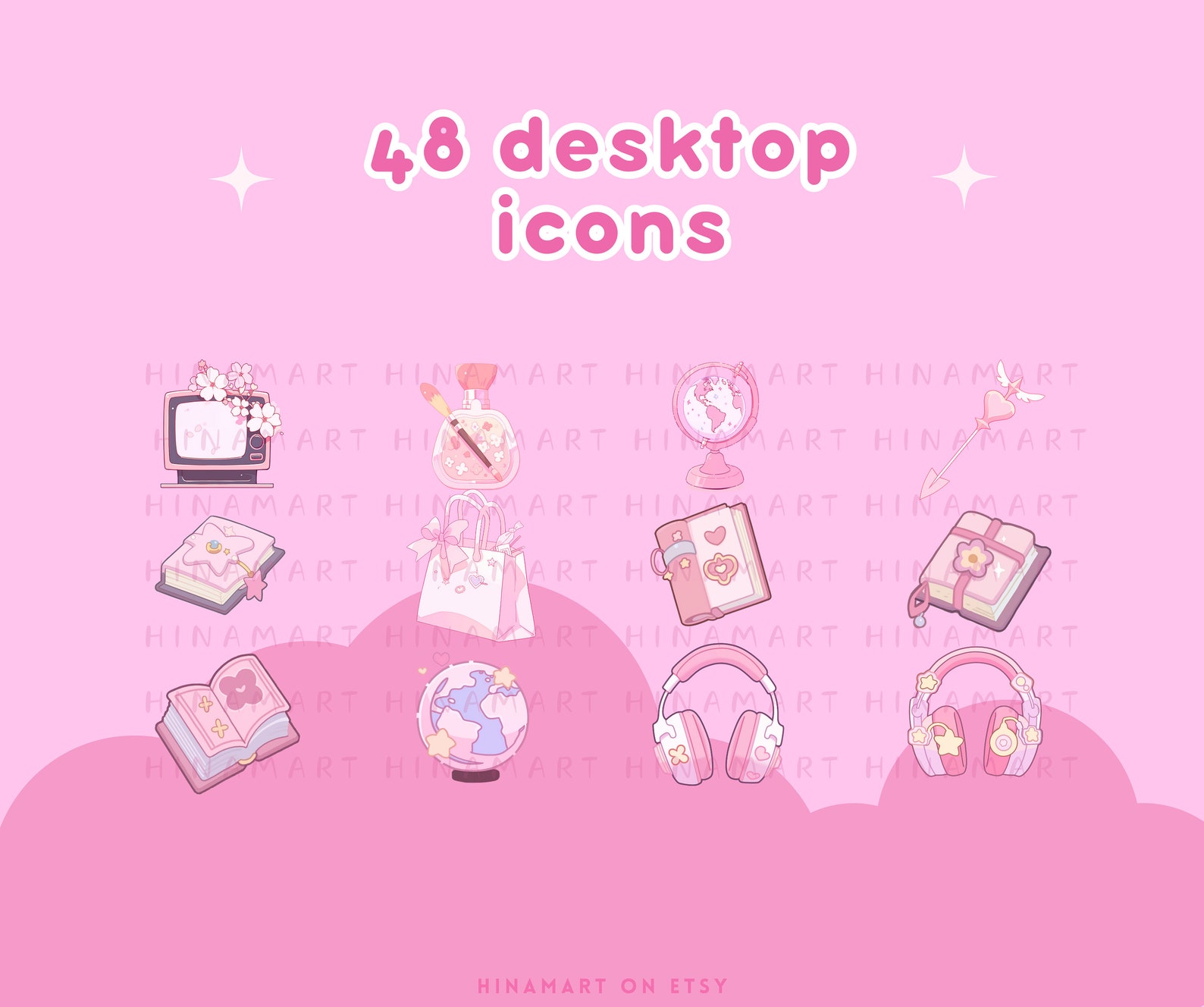 Magical Pink Desktop Icons Set Cute Desktop Organizer Icons Folders ...