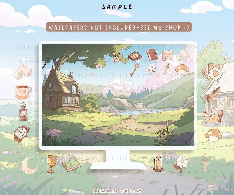 Fantasy Adventure Desktop Icons Set Aesthetic Desktop Organizer Icon ...