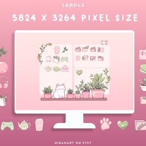 Cat Plant Computer Desktop Organizer Set Wallpapers Icons Cats Plants ...