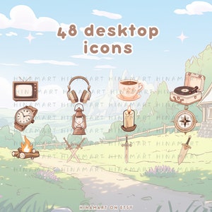 Fantasy Adventure Desktop Icons Set Aesthetic Desktop Organizer Icon ...