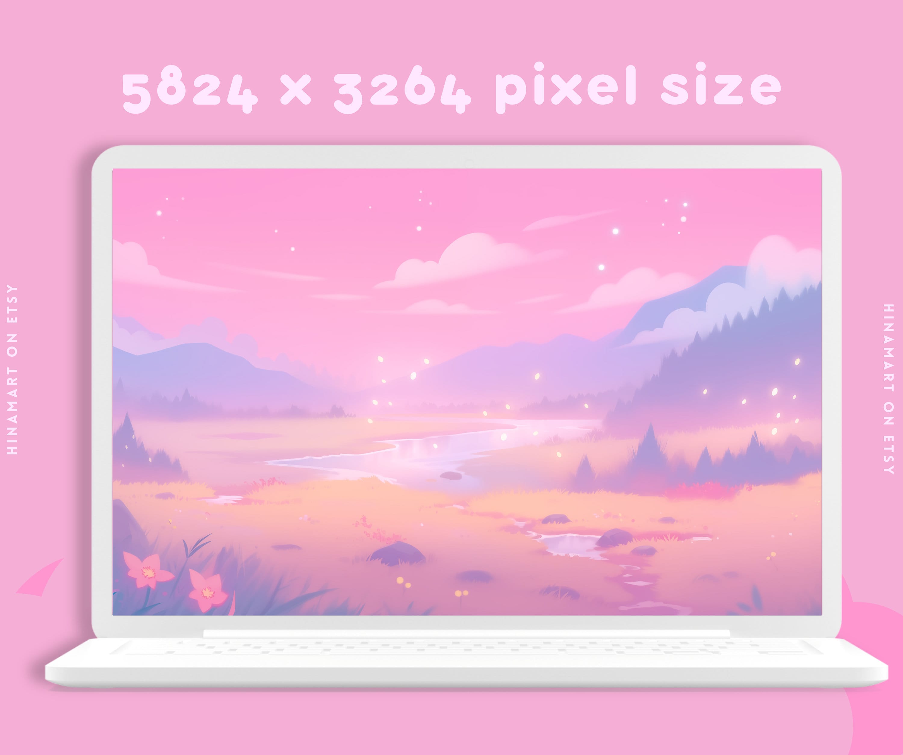 Dreamy Fields Wallpaper Pastel Meadow Wallpaper Lofi Wallpaper Cute ...