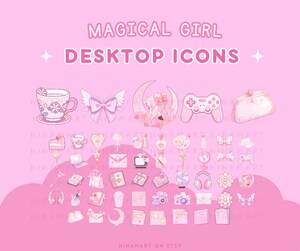 Sakura Bunny Pink Desktop Icons Set Cute Desktop Organizer Icon Kawaii ...