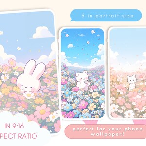 Cute Flower Cats Wallpaper Pack Adorable Kawaii Bunnies Bear Wallpapers ...