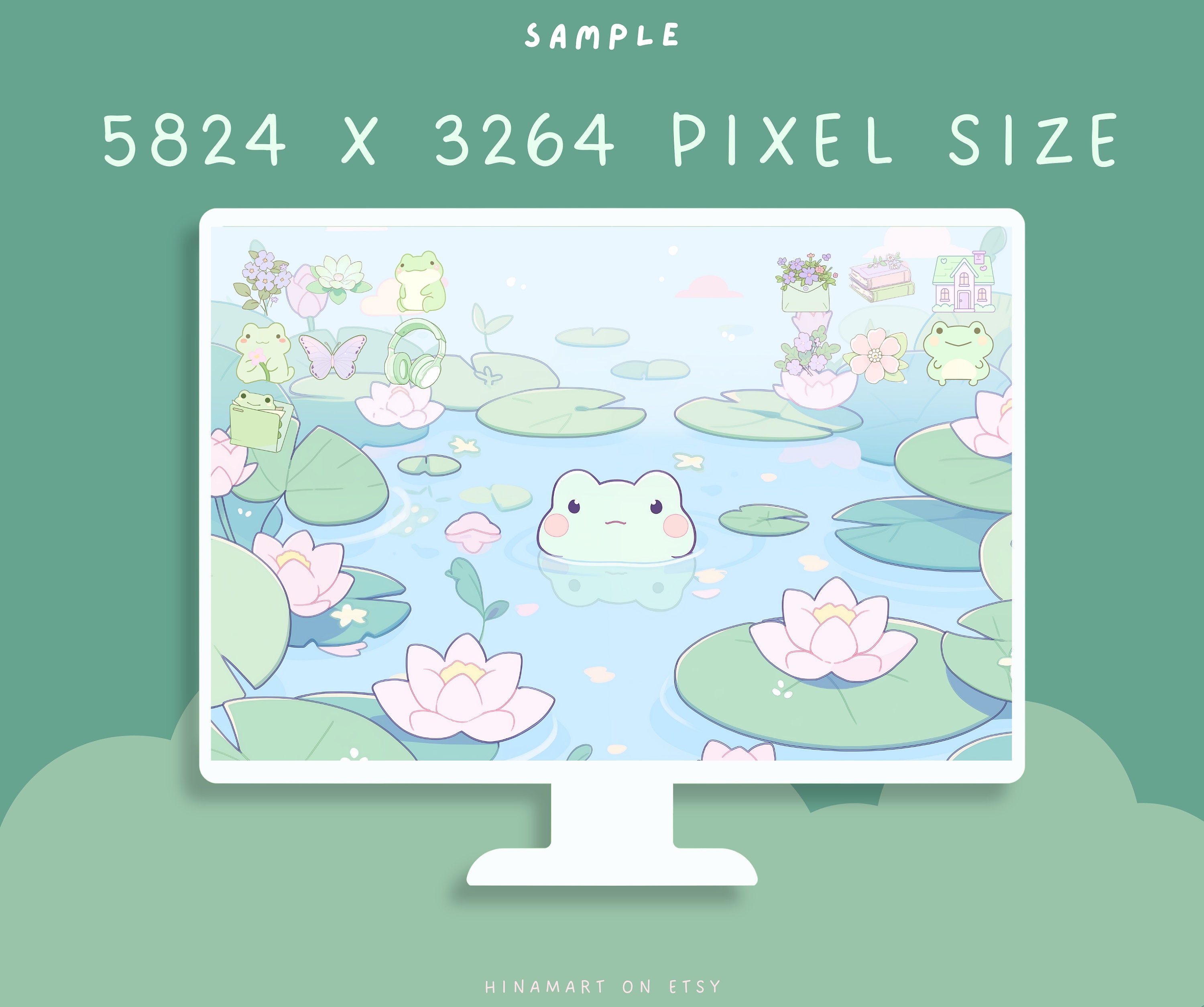 Cute Pastel Frog Desktop Set Aesthetic Wallpapers Icons Frog Desktop ...
