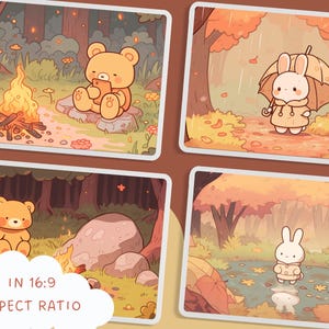 Cute Bunny Bear Autumn Wallpapers Kawaii Autumn Wallpaper Fall Desktop ...