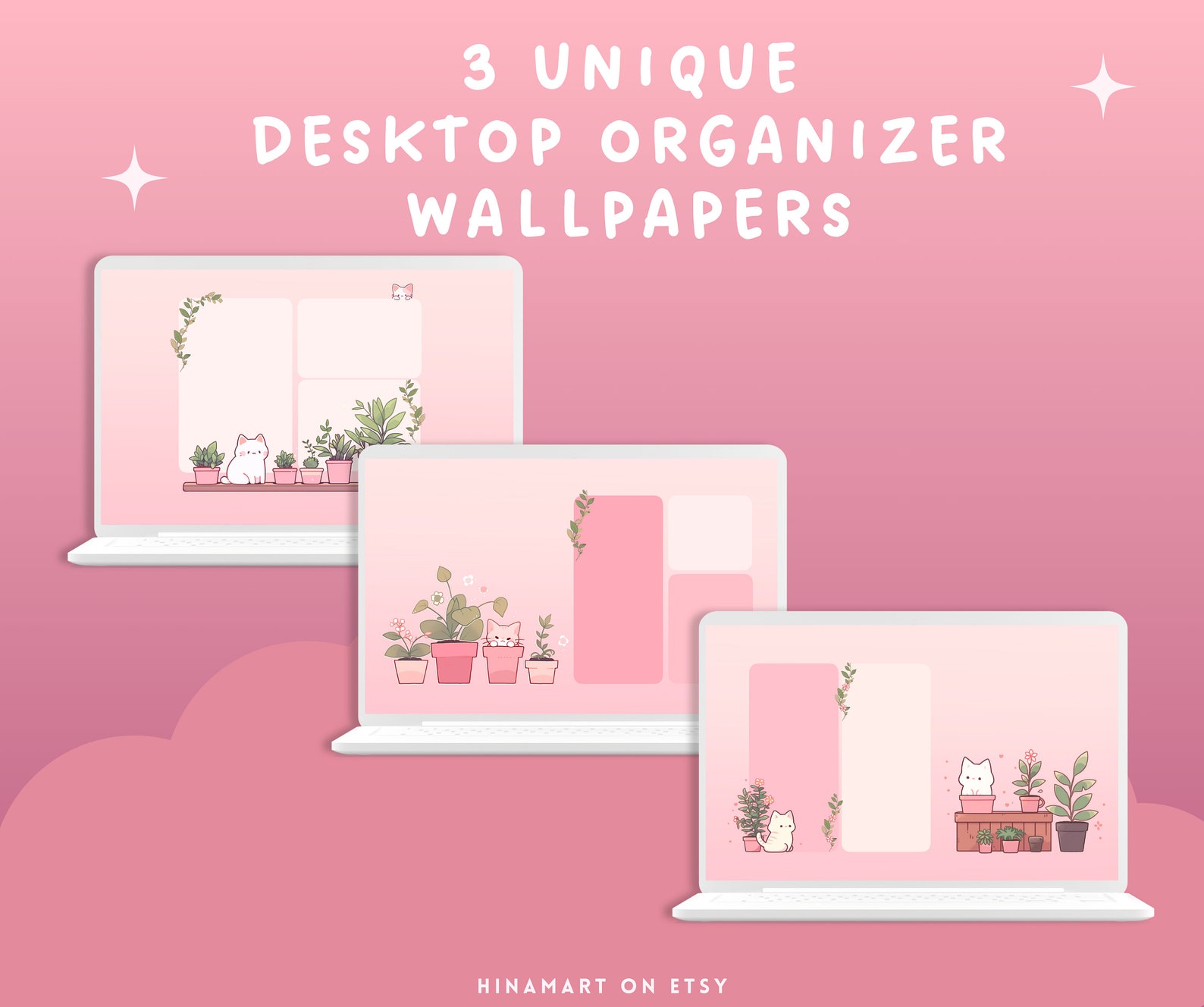 Cat Plant Computer Desktop Organizer Set Wallpapers Icons Cats Plants ...