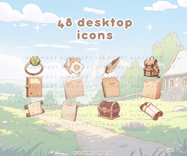 Fantasy Adventure Desktop Icons Set Aesthetic Desktop Organizer Icon ...