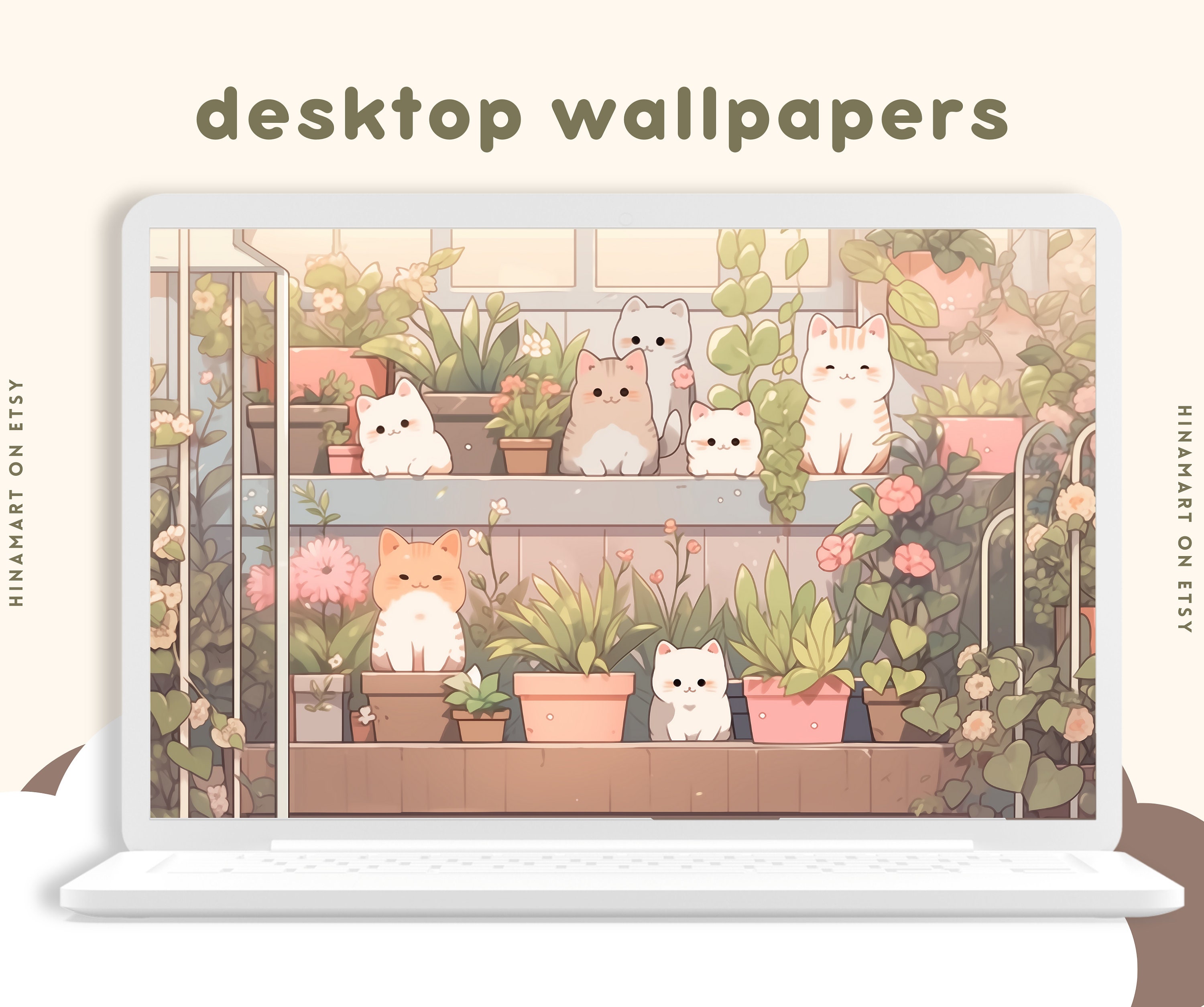 Cats Plants Wallpaper Pack Cute Books Cozy Wallpaper Kawaii Desktop ...
