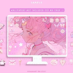 Magical Pink Desktop Icons Set Cute Desktop Organizer Icons Folders ...