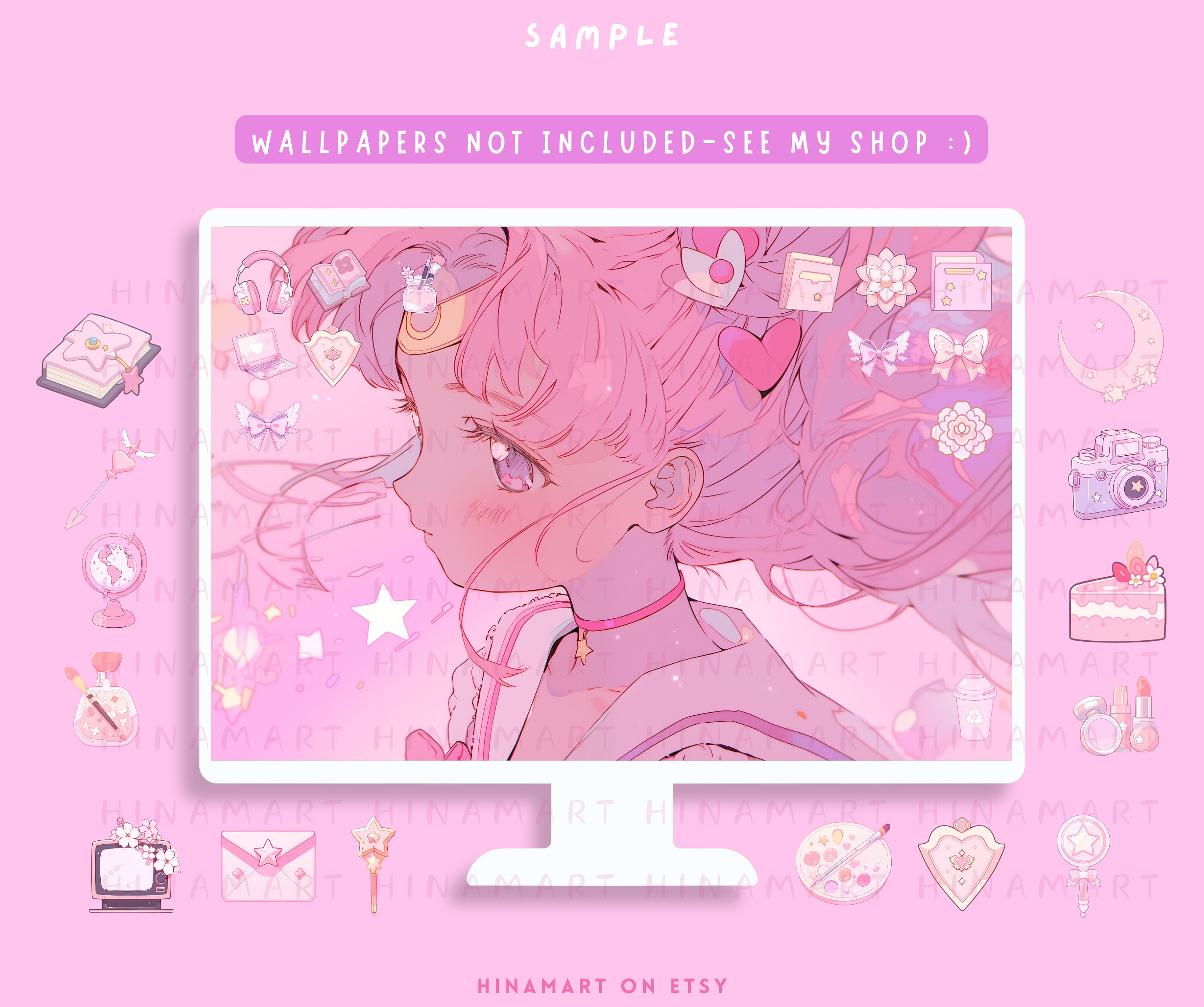 Magical Girl Desktop Icons Set Cute Desktop Organizer Icons Folders ...