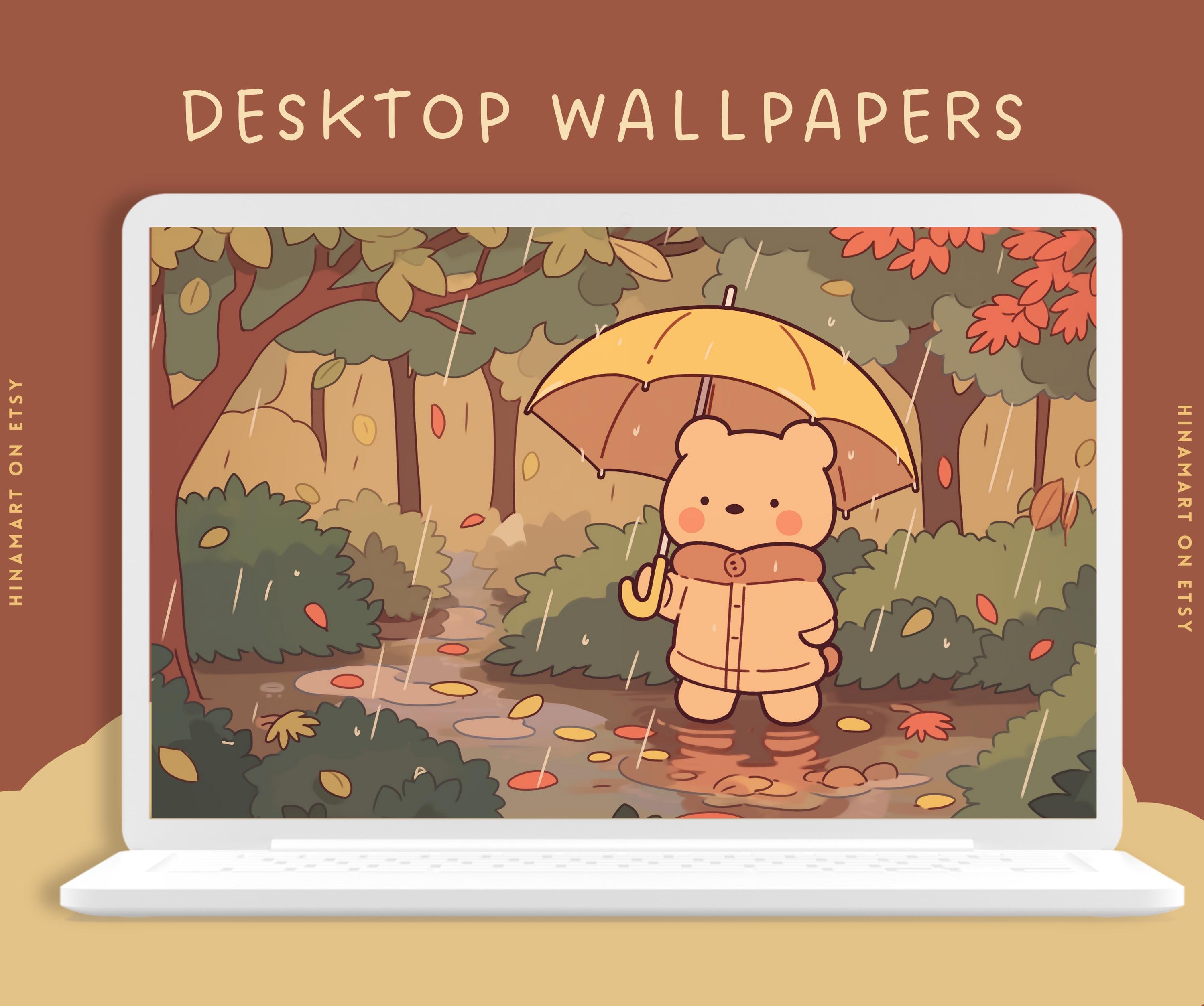 Cute Bunny Bear Autumn Wallpapers Kawaii Autumn Wallpaper Fall Desktop ...
