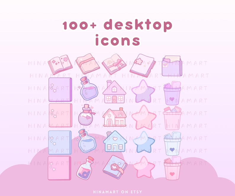 Moon Girl Desktop Icons Set Cute Desktop Organizer Icons Folders Kawaii ...