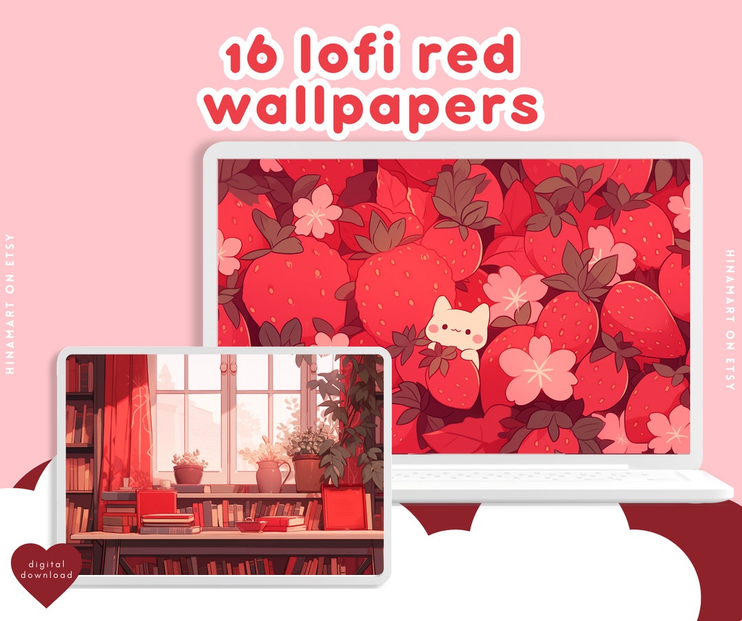 Lofi Red Wallpapers Pack Cute Art Desktop Night Cat Wallpaper Garden ...