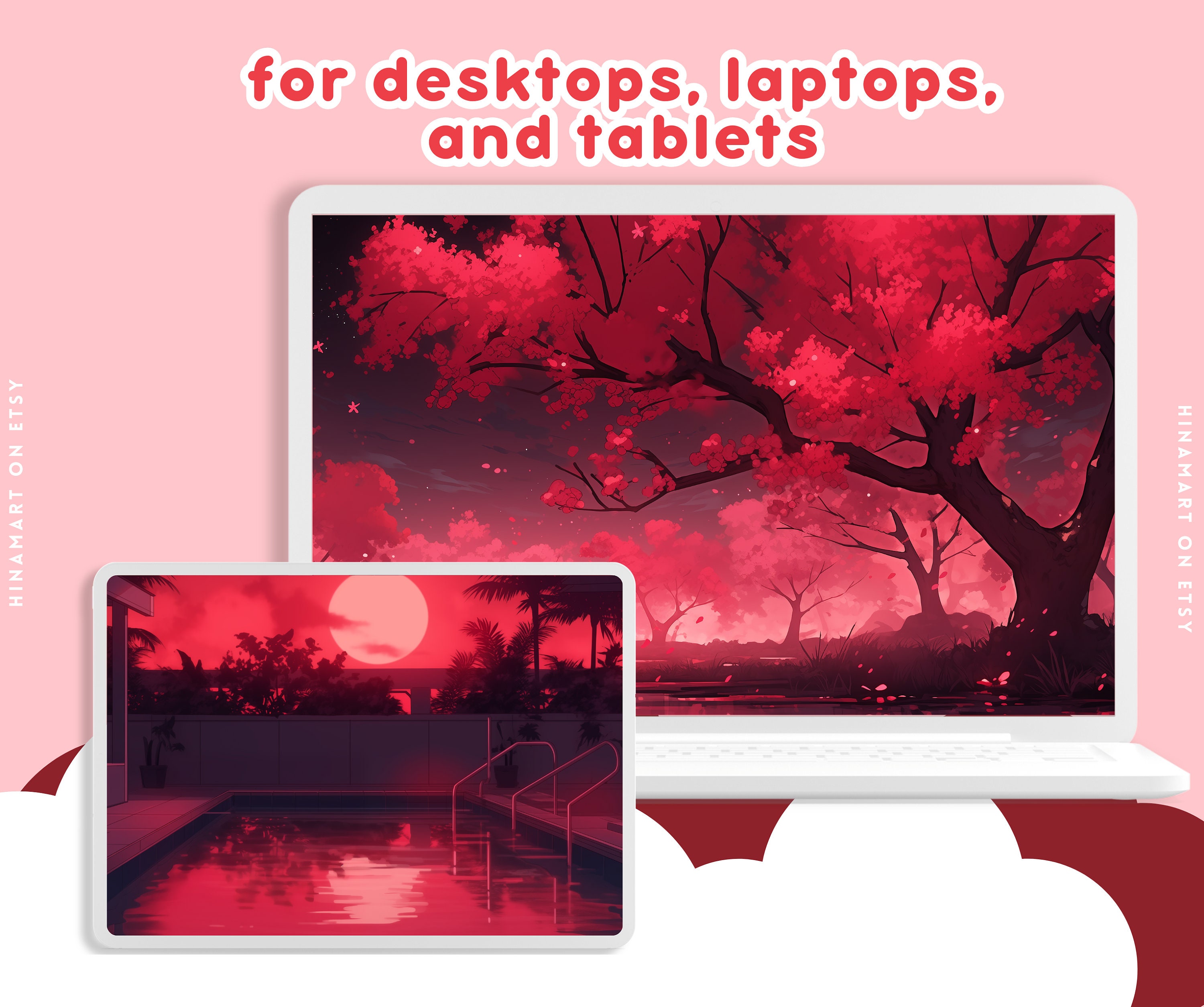 Lofi Red Wallpapers Pack Cute Art Desktop Night Cat Wallpaper Garden ...