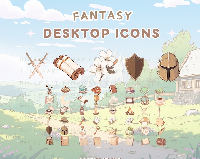 Fantasy Adventure Desktop Icons Set Aesthetic Desktop Organizer Icon ...
