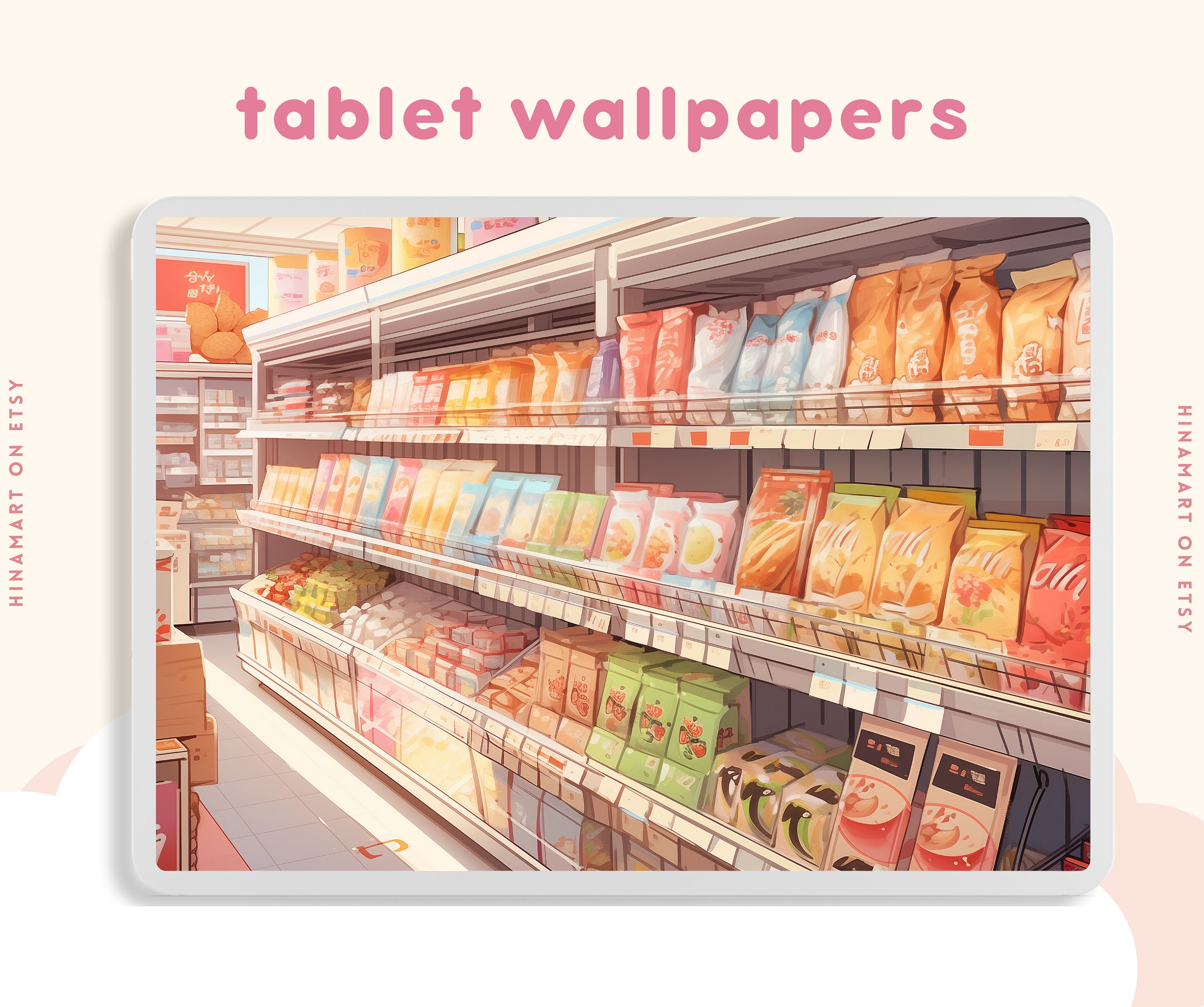 Lofi Pink Aesthetic Japanese Snacks Wallpapers Bundle Pack Food ...