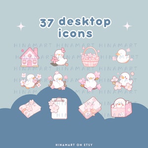 Flower Ducks Sakura Desktop Icons Set Cute Desktop Organizer Icon ...