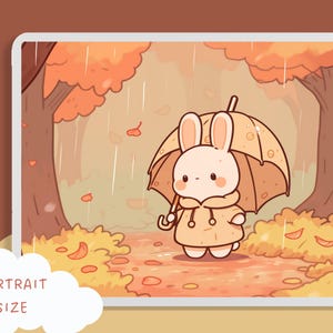 Cute Bunny Bear Autumn Wallpapers Kawaii Autumn Wallpaper Fall Desktop ...