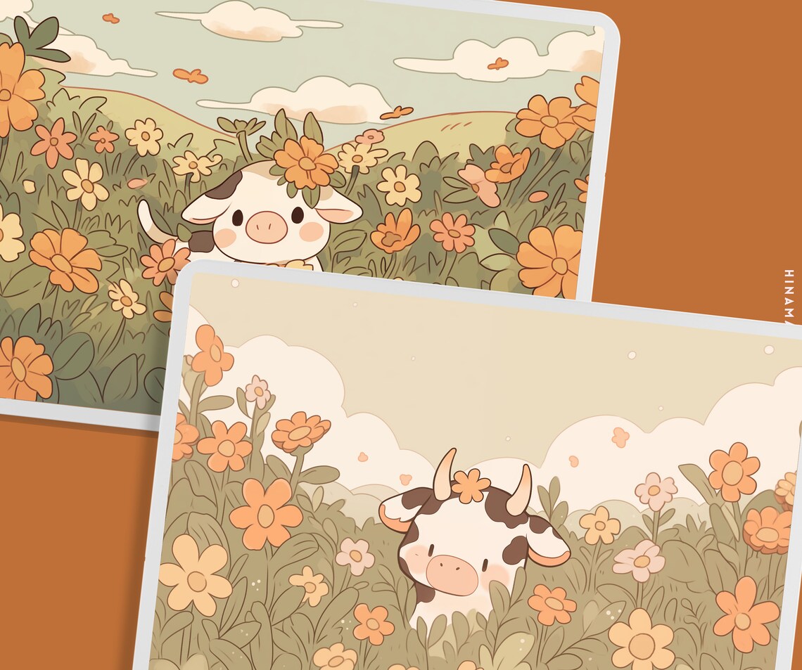 Cows Plants Wallpapers Cozy Wallpaper Cute Animal Desktop Wallpaper ...