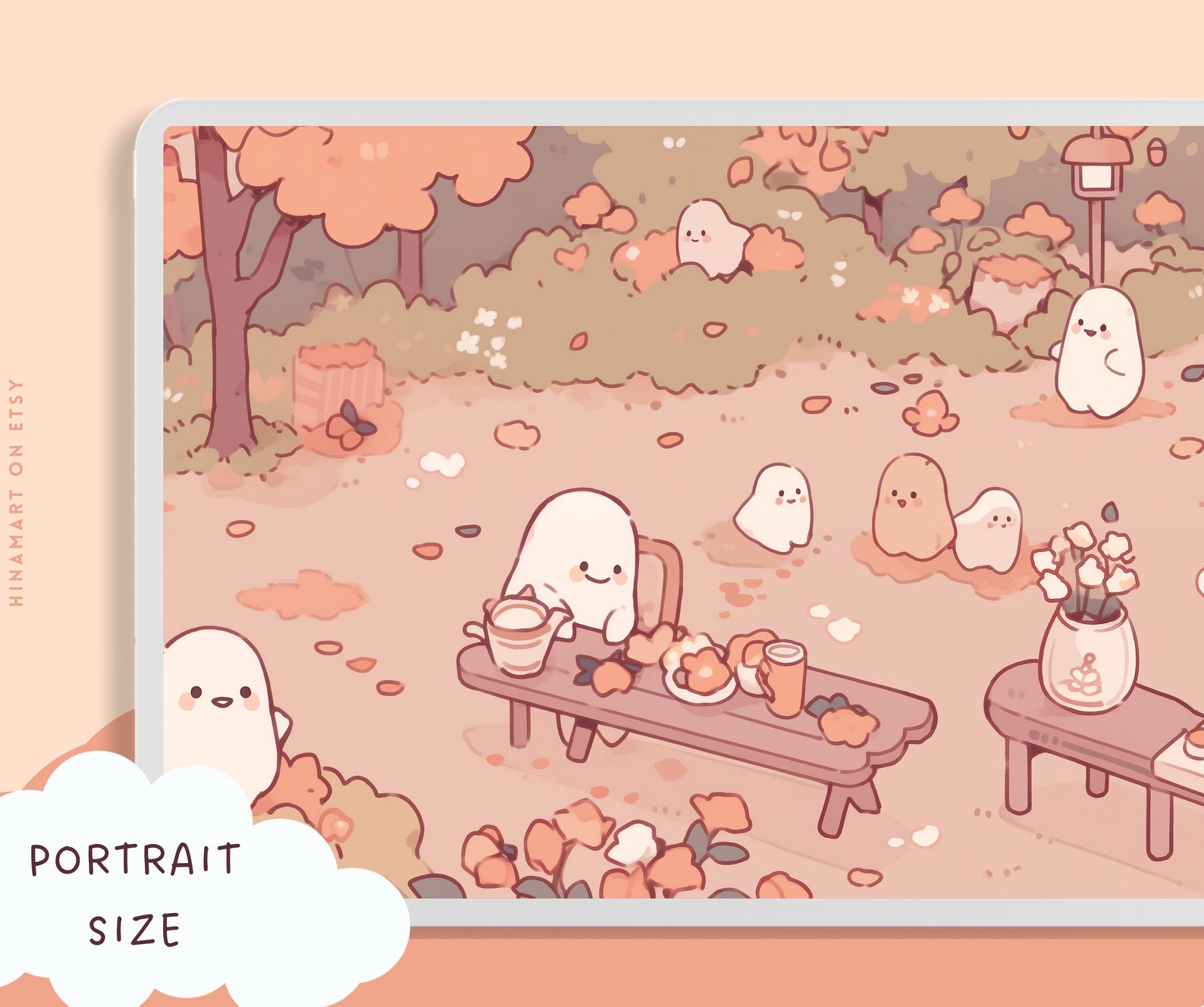 Cute Ghosts Wallpaper Cozy Autumn Wallpapers Kawaii Lofi Fall Wallpaper ...