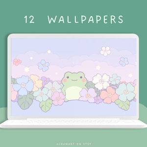 Cute Pastel Frog Desktop Set Aesthetic Wallpapers Icons Frog Desktop ...