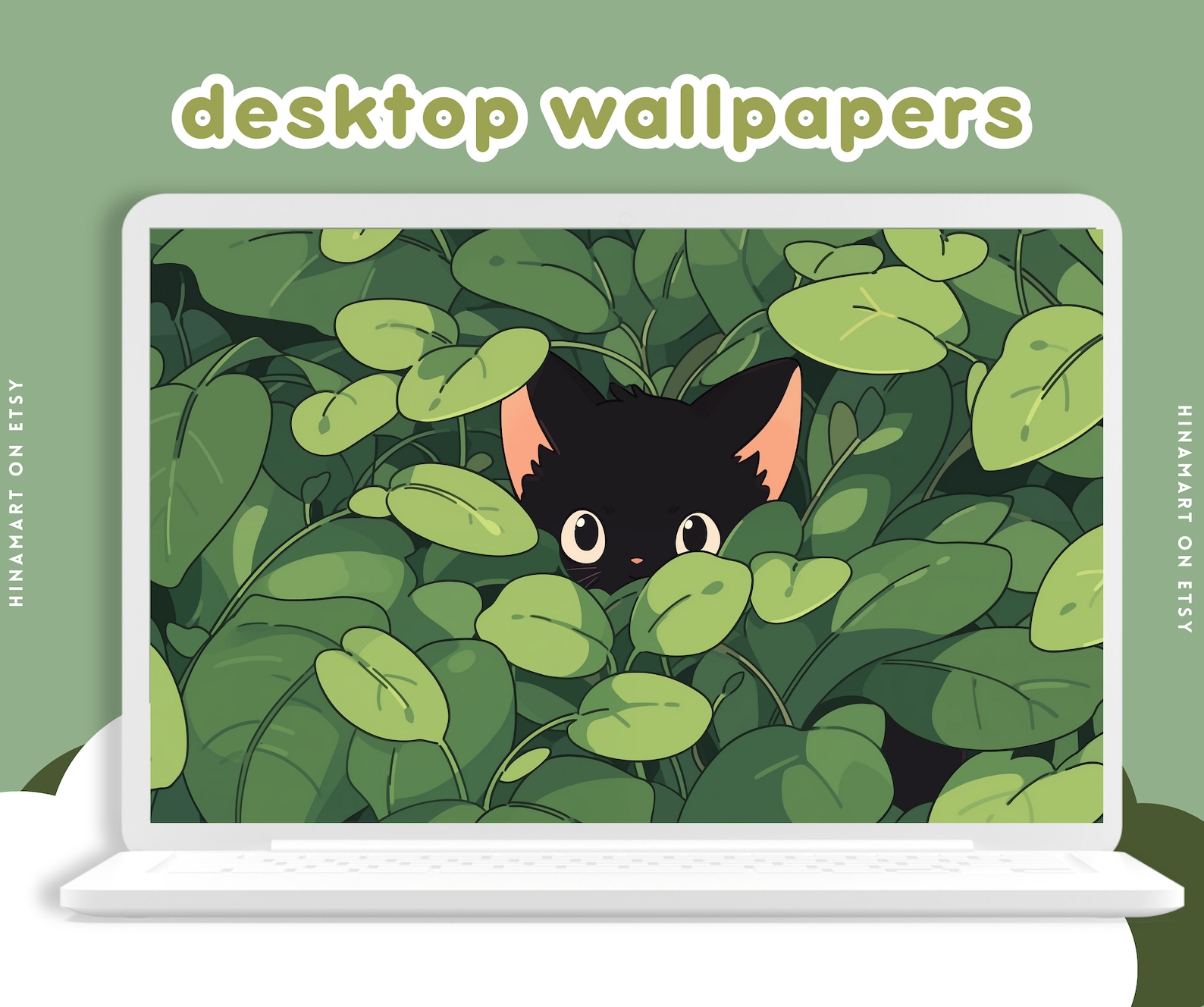 Lofi Matcha Green Wallpapers Pack Cute Art Kawaii Scenery Cat Coffee ...
