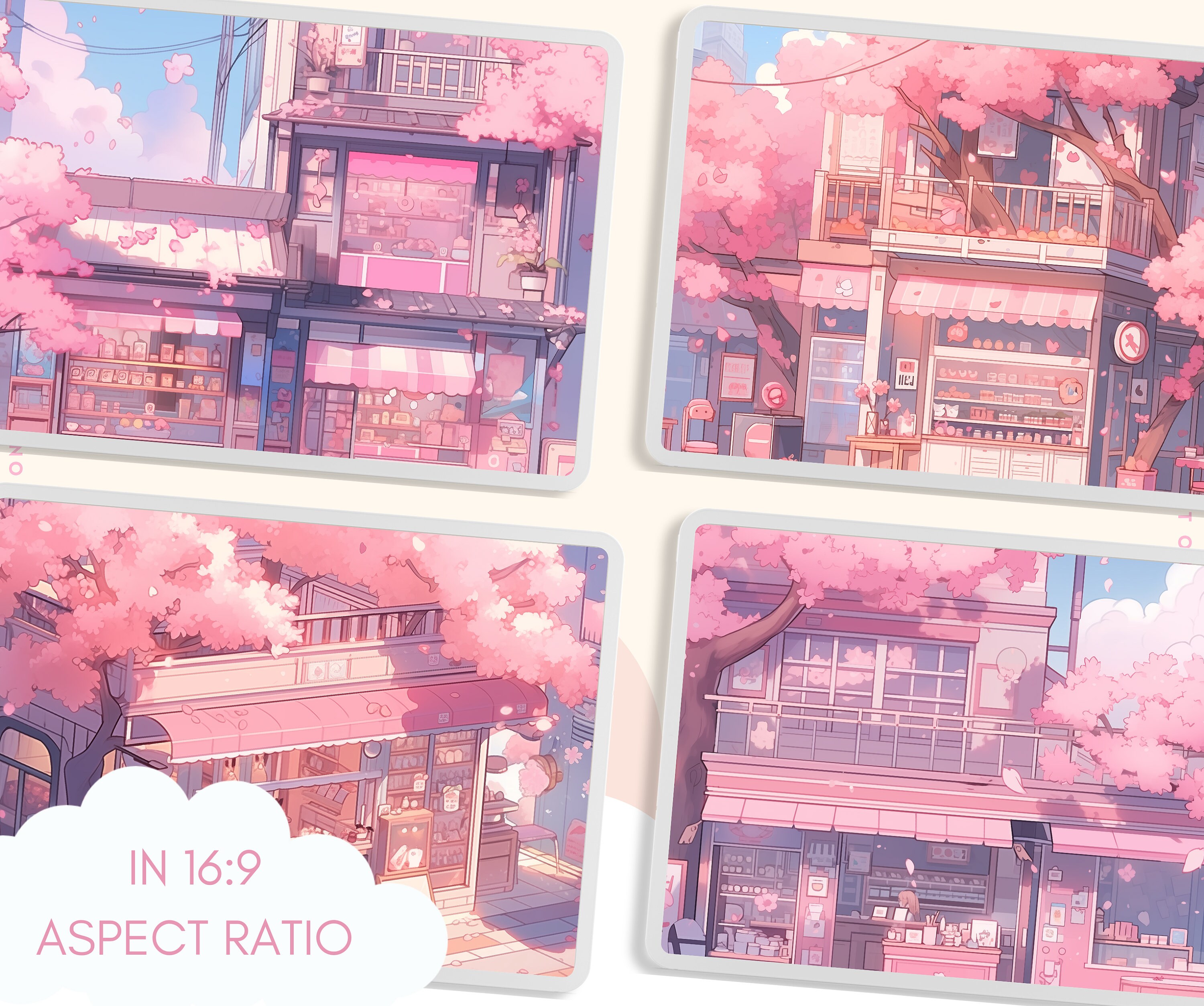 Cute Beautiful Sakura Flower Building Wallpaper Bundle Kawaii Plants ...