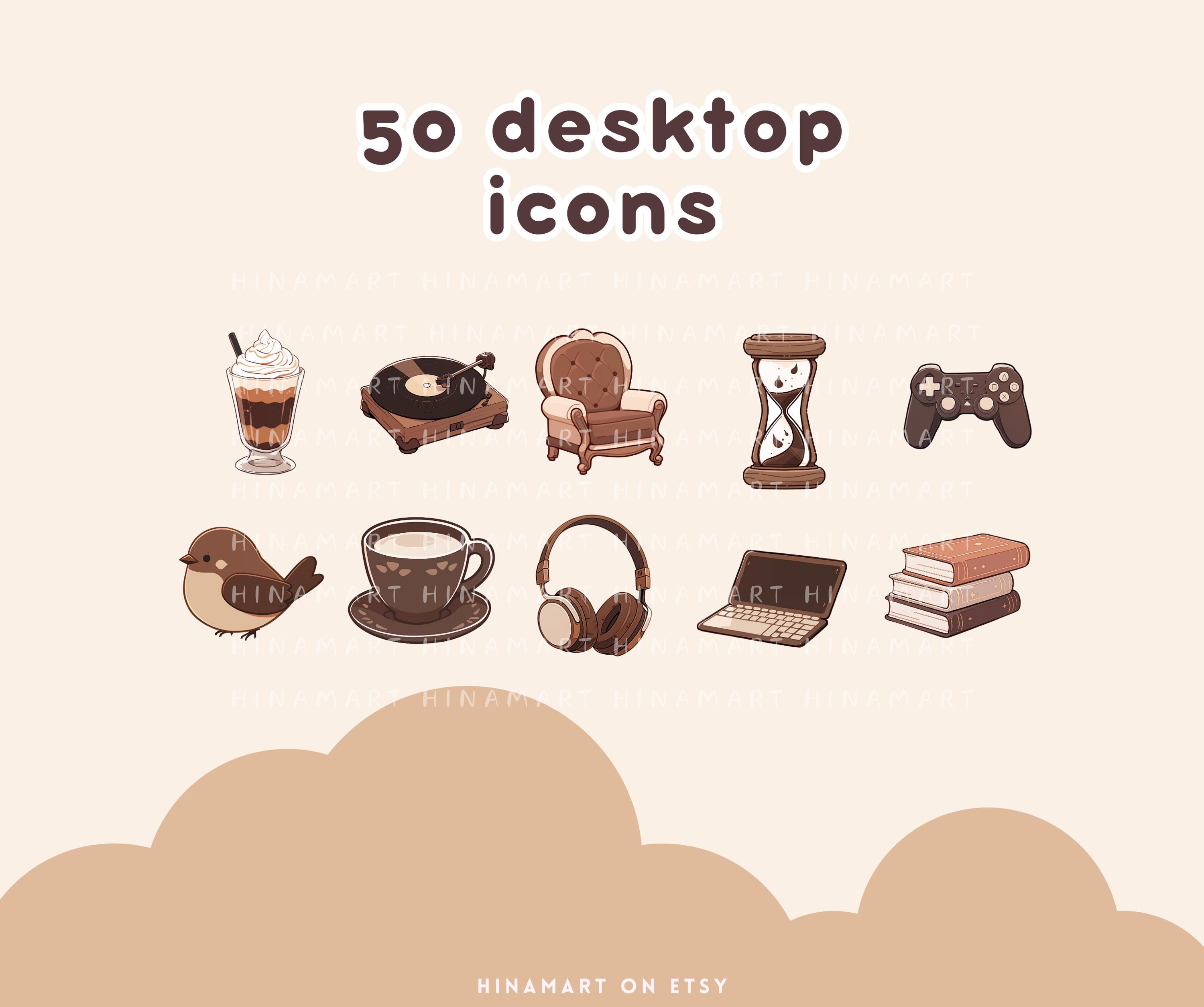Dark Academia Desktop Icons Set Cute Desktop Organizer Icon School ...