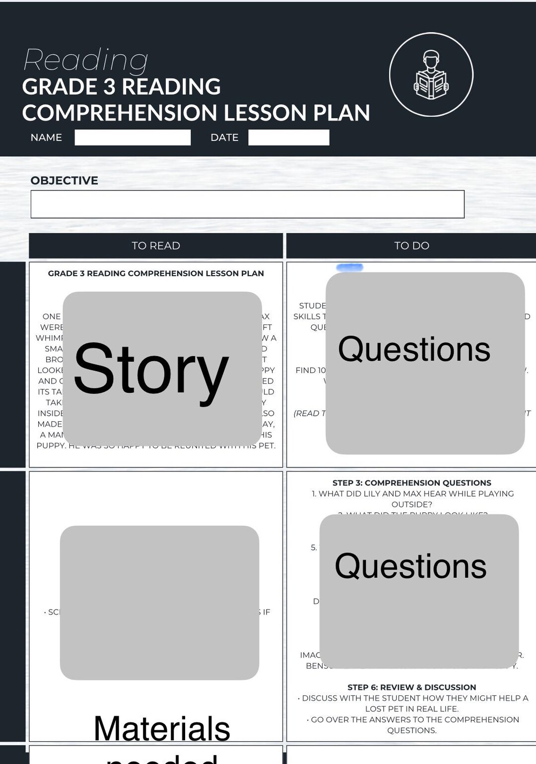 3rd Grade Reading Comprehension Lesson - Etsy