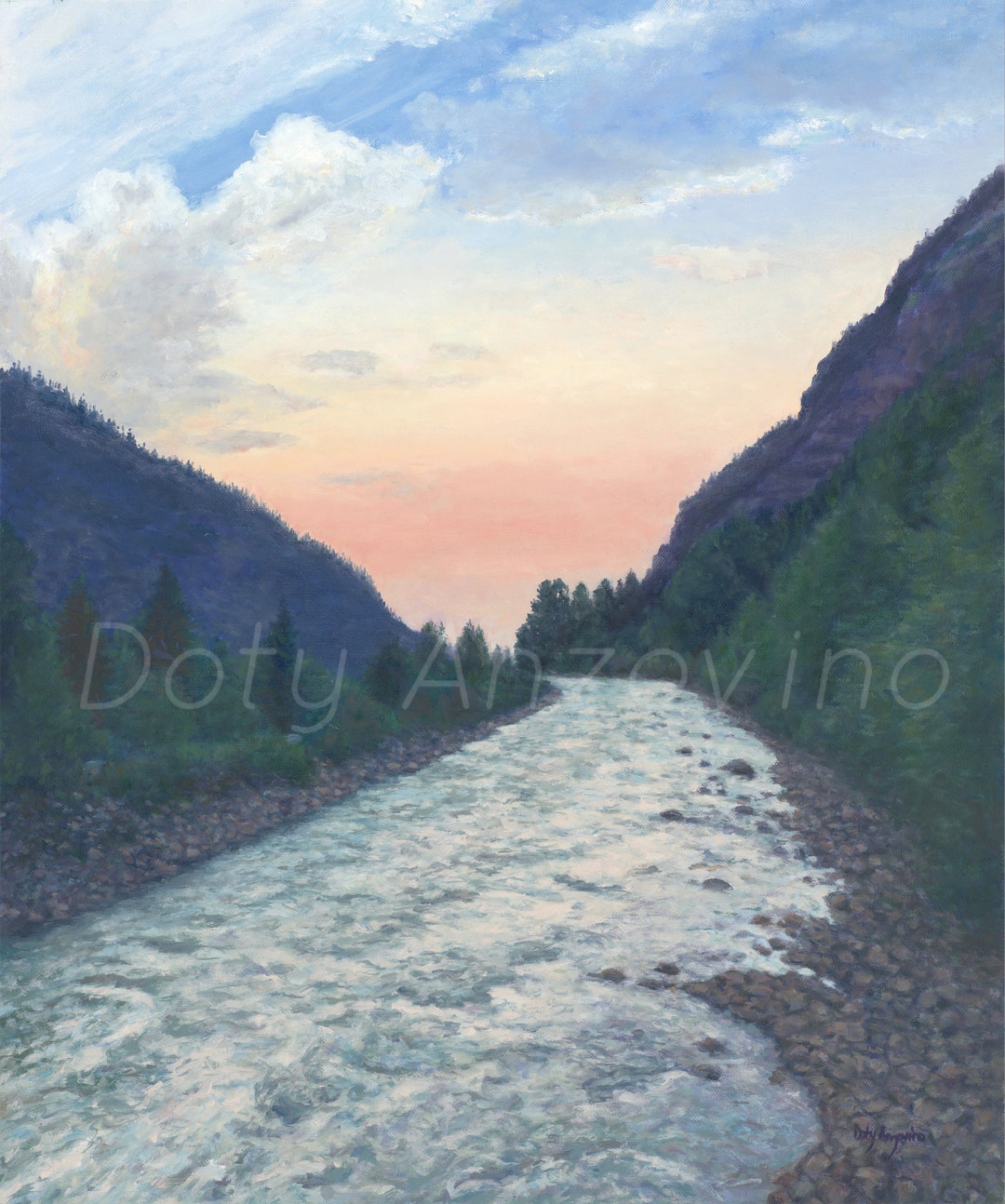 Uncompahgre River Sunset, Ouray, Colorado Glicée Canvas Wrapped Art ...