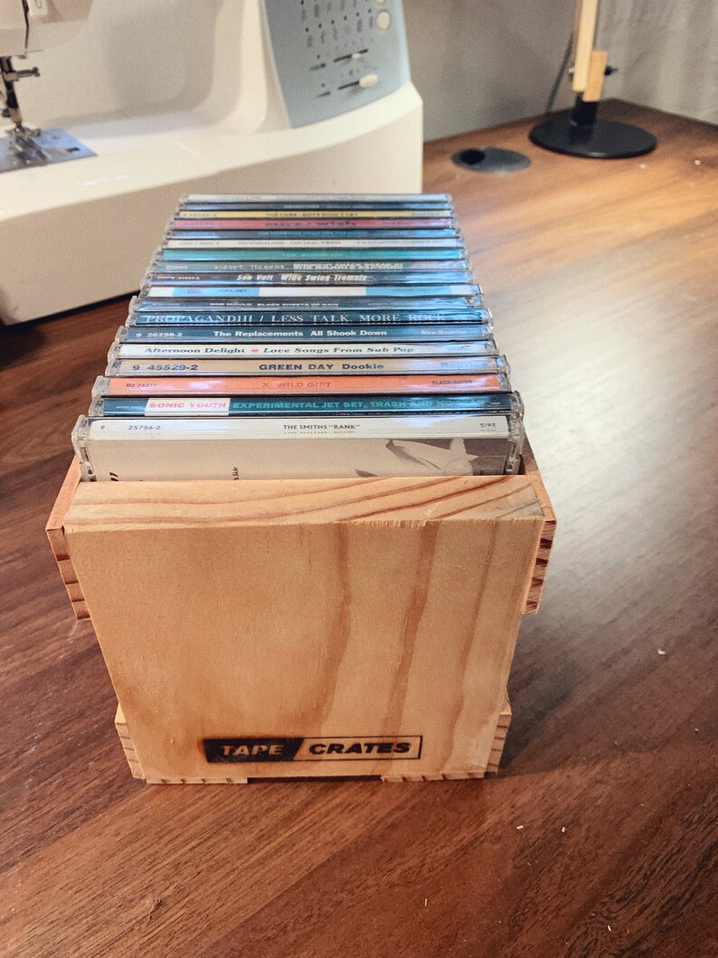 Tape Crates Handmade Wooden CD Crate Holds 18 Compact Discs - Etsy