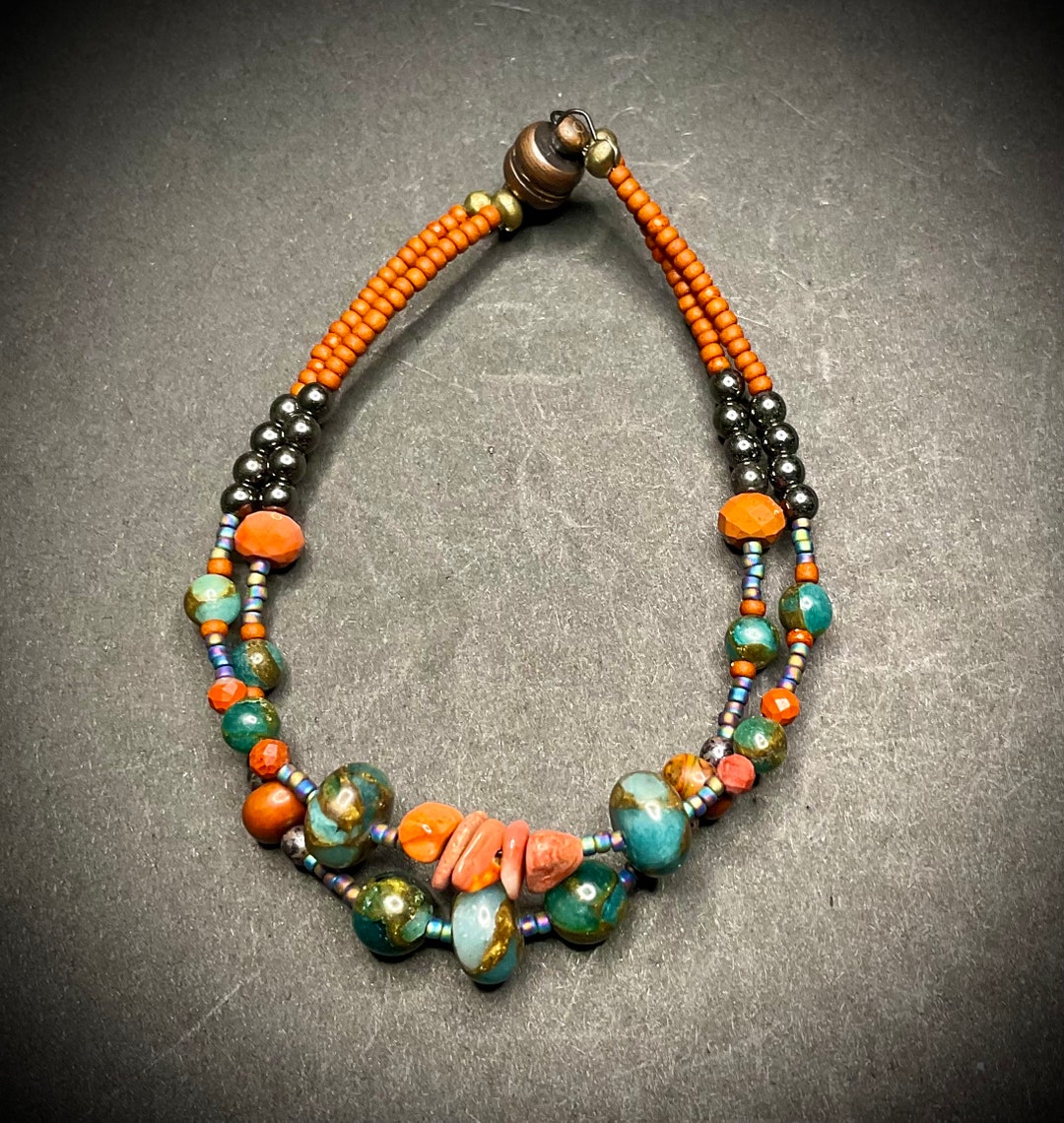 The Tarantula. Handmade Beaded Bracelet Featuring Natural Stones With ...