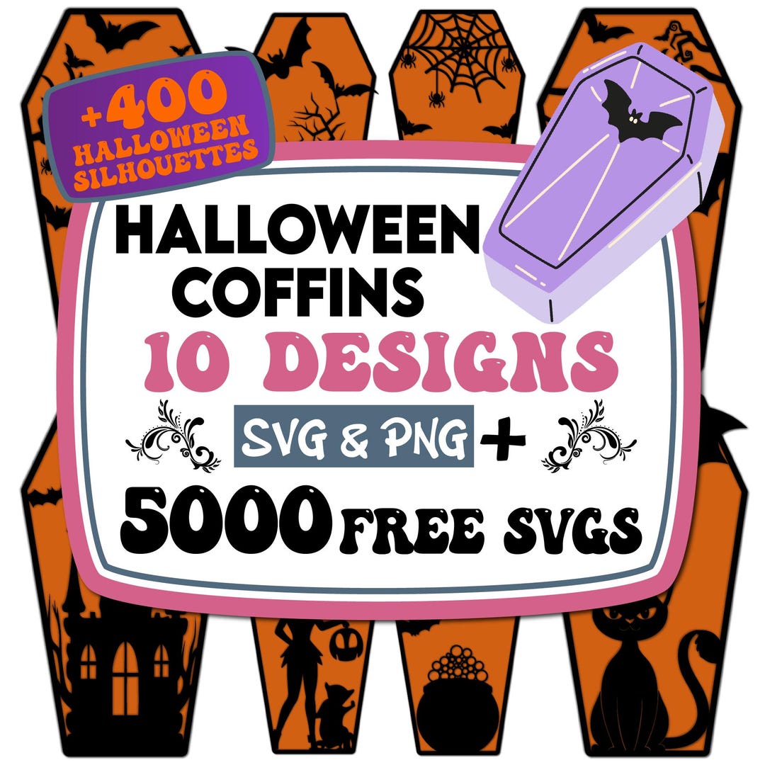 Halloween Coffin Svg | Ghost Coffin Svg | Halloween Bat Coffin|spiders ...