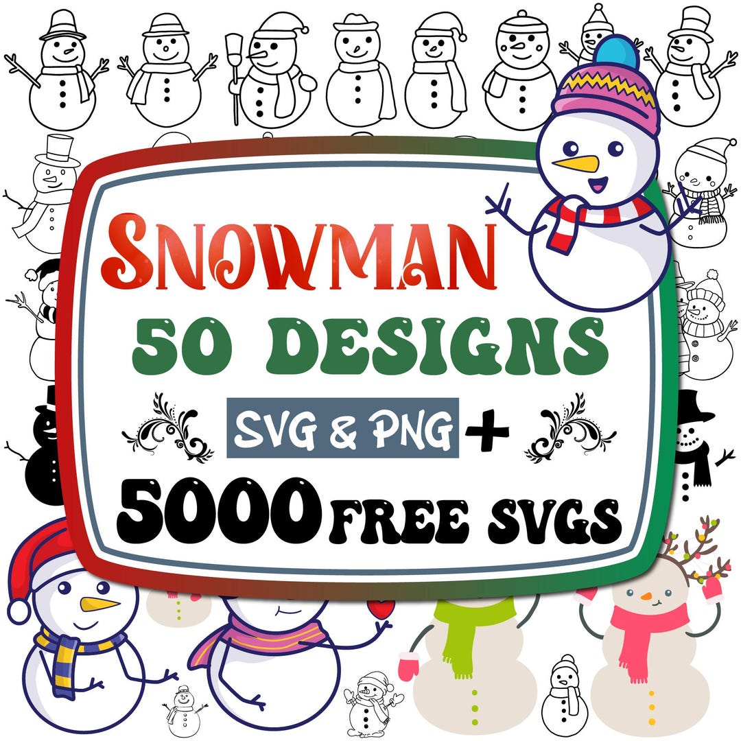 Snowman SVG Clipart: Christmas Cut Files, Winter Vector (digital ...