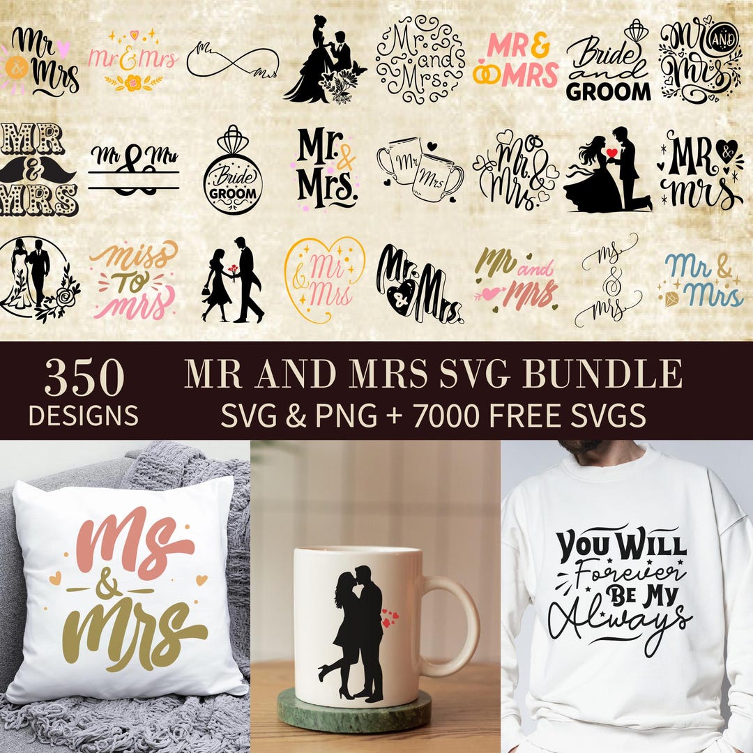Mr and Mrs SVG Bundle: Wedding Monogram Designs (digital Download - Etsy