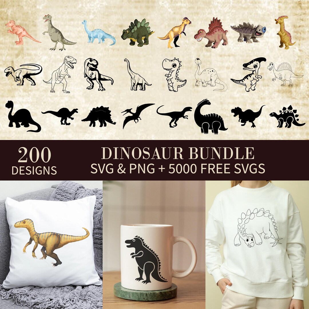Dinosaur Svg Bundle, Dinosaur PNG Bundle, Dinosaur Clipart, Dinosaur ...