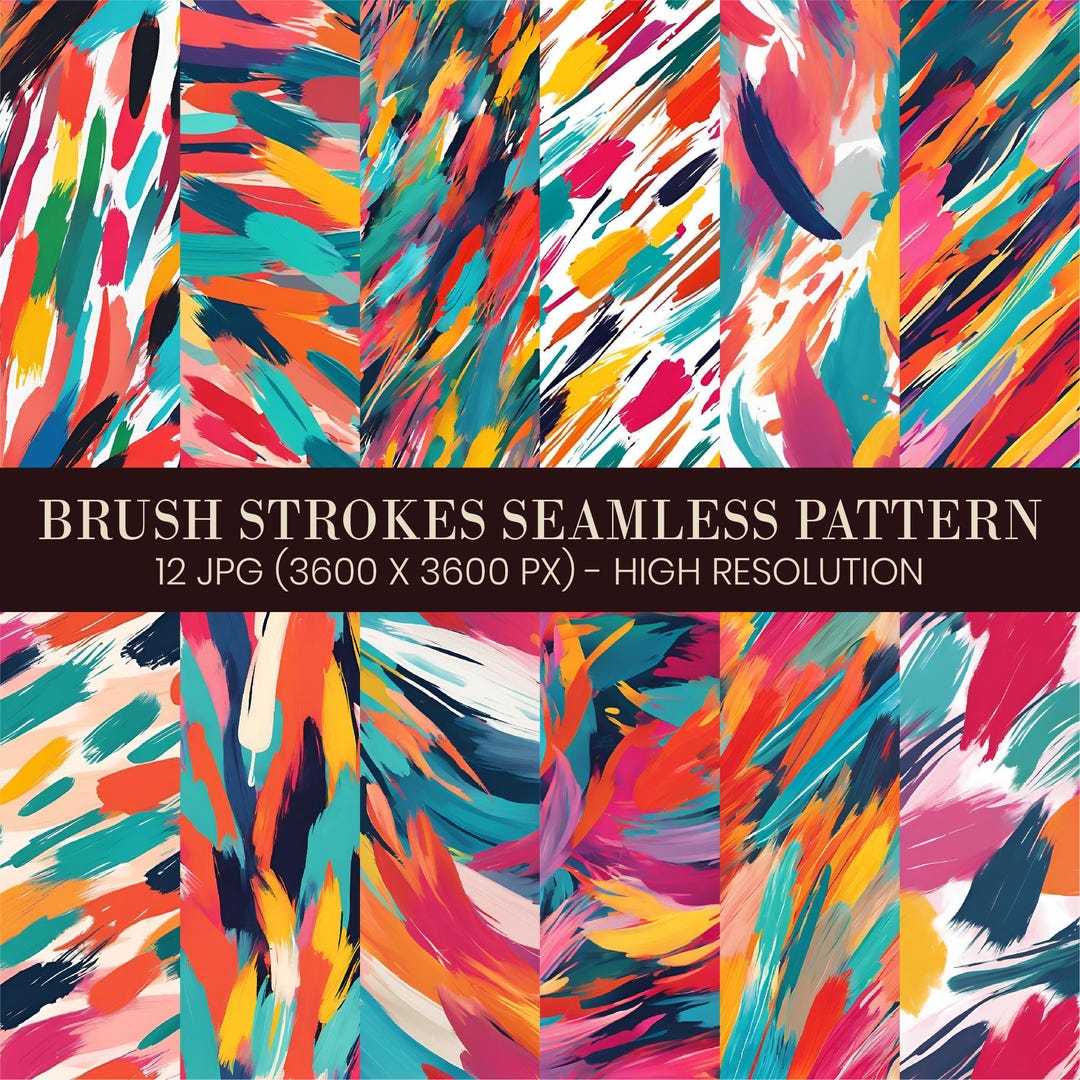 Colorful Brush Strokes Seamless Pattern: Abstract Digital Paper ...