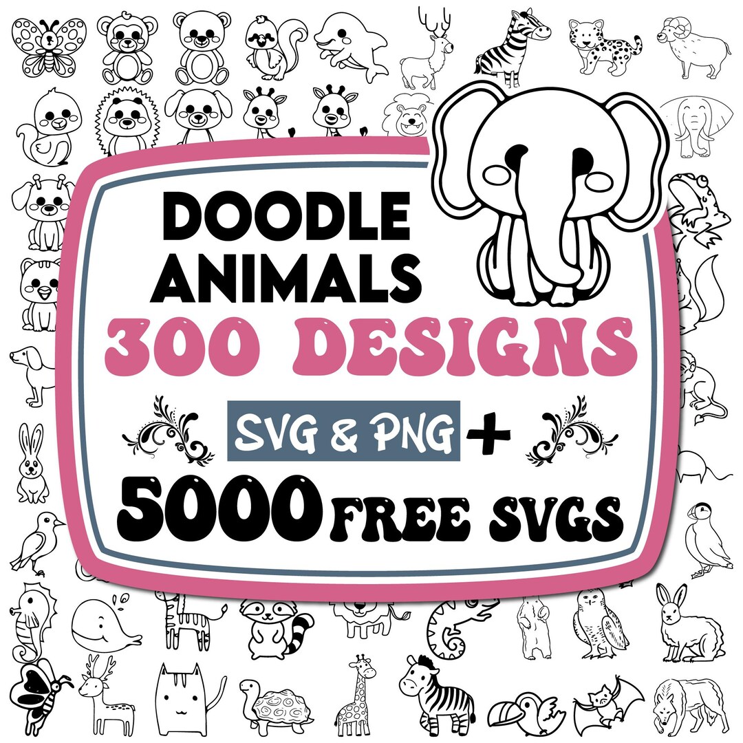 Animal Doodle SVG Bundle | Cute Safari and Farm Animals | Doodle Svg ...