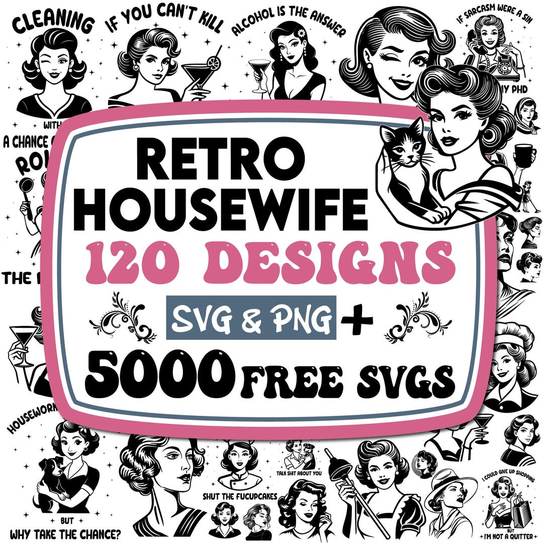 Retro Housewife SVG Bundle: 1950s Women Designs (SVG, PNG) - Etsy