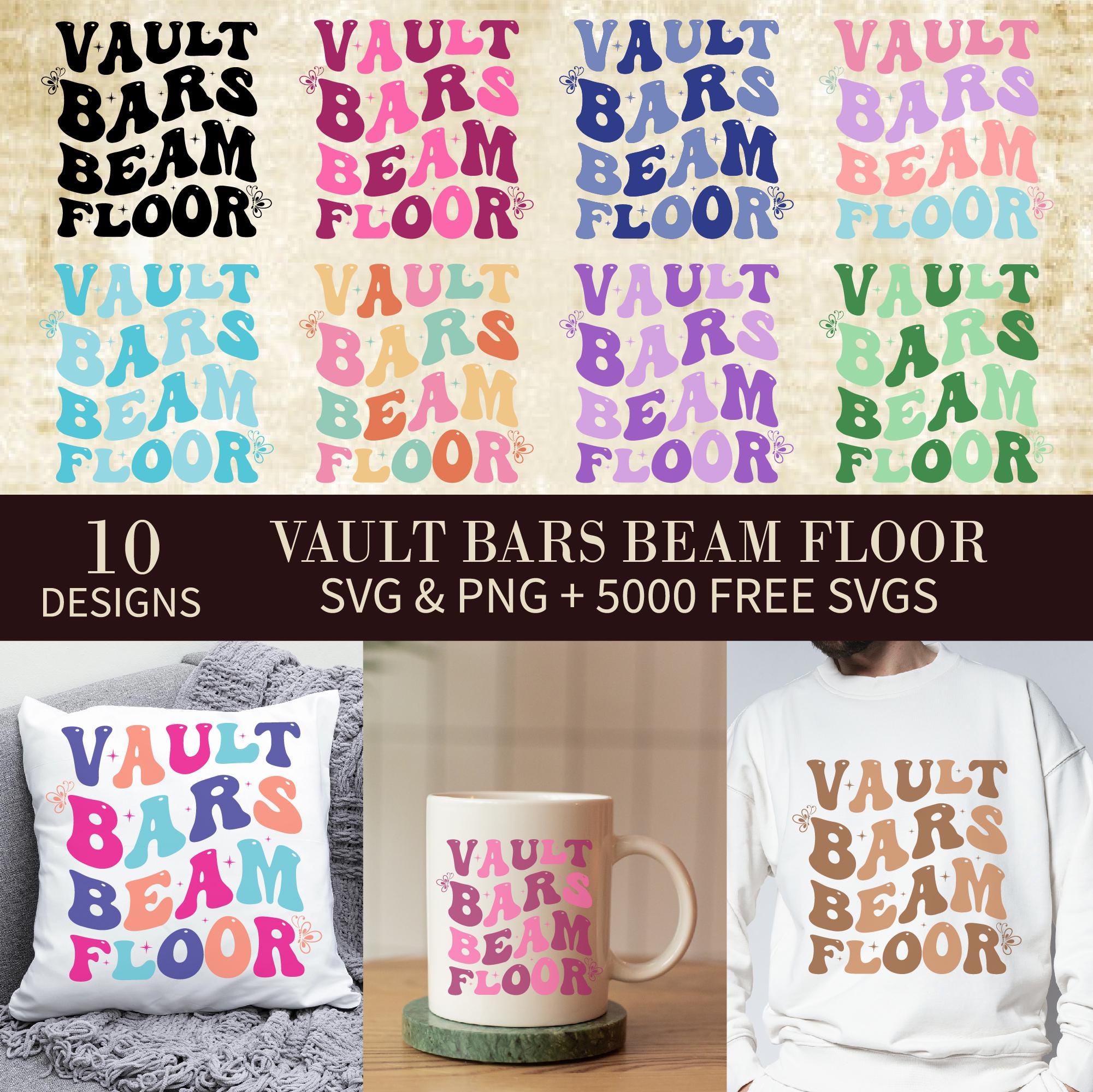 Gymnastics SVG Bundle: Vault, Beam, Floor - Groovy Letters (digital ...