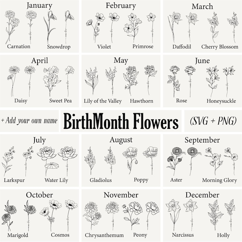 Birth Flower Svg - Etsy